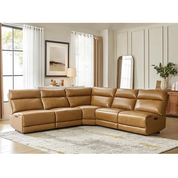 Valentin Modern Oversize Genuine Leather CornerundefinedPowerundefinedRecliningundefinedSectional Sofa with USB Port and Type C by HULALA HOME On Sale Bed Bath Beyond 40681480